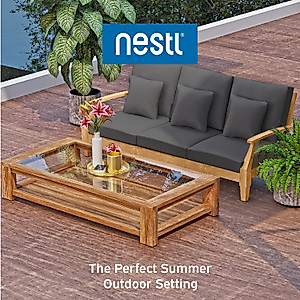 nestl Outdoor Couch – Wooden Outdoor Sofa, Outdoor Patio Couch with All-Weather Cushions, Natural Wood Grain Patio Sofa, Outdoor Couch Patio Furniture, Patio Sofas with Gray Outdoor Sofa Cushions