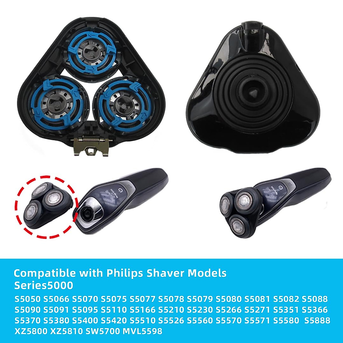 SH30/52 Replacement Complete Shaver Head for Philips Norelco S1560 Shaver Series and S738 Fit for Philips Norelco Models PT724/41, PT729/41, S738/17