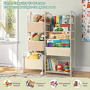 Ekero Kids Bookshelf and Toy Storage, Montessori Bookshelf, 4-Tier Baby Toddler Book Shelves, Bookshelf for Kids with Toy Storage Organizer, Book Shelf for Kids Rooms Nursery Playroom Classroom