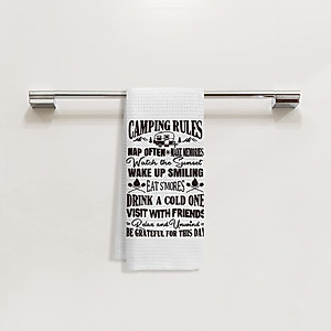 Camping Rules Camping Themed Kitchen Towels Dish Towels Hand Towels,Camping Kitchen Towels Dishcloths For Campers RV Trailer,Camping Gifts For Women Men Kids Camper Dad Her Him,Camping Lovers Gifts