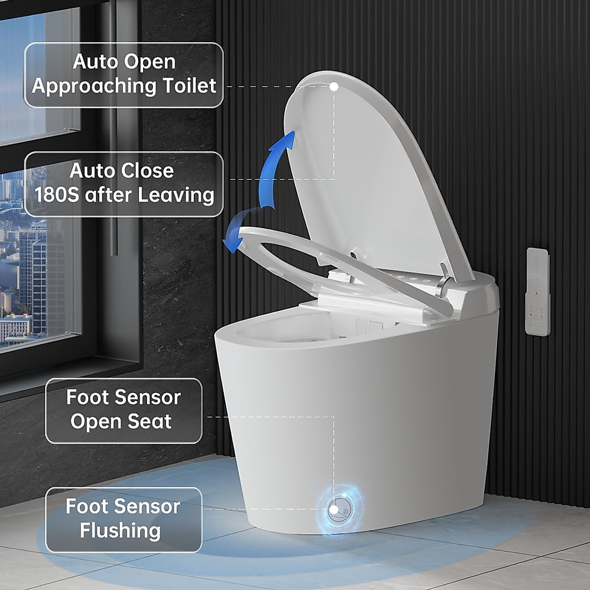 EPLO Smart Toilet Bidet with Tank Built In,Auto Open Close Lid,ADA Comfort Height,Dual Auto Flush,1000 Gram MaP Flushing Score,Heated seat,Modern Elongated One Piece Bidet Toilets Combo U8PRO