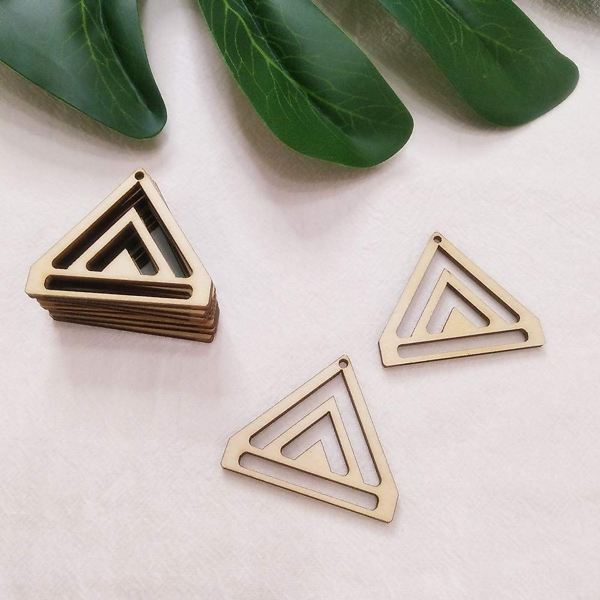 30PCS Chevron Triangle Earring Wood Findings,DIY Wood Blank Chevron Earring Hoops for Macrame (1.5")