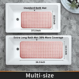 Yimobra Original Bathtub Mat Non Slip, Bath Mats for Tub, Shower Mat with Drain Holes Suction Cups, Machine Washable, BPA, Latex, Phthalate Free (Pink, 27.5 X 15.5 Inch)