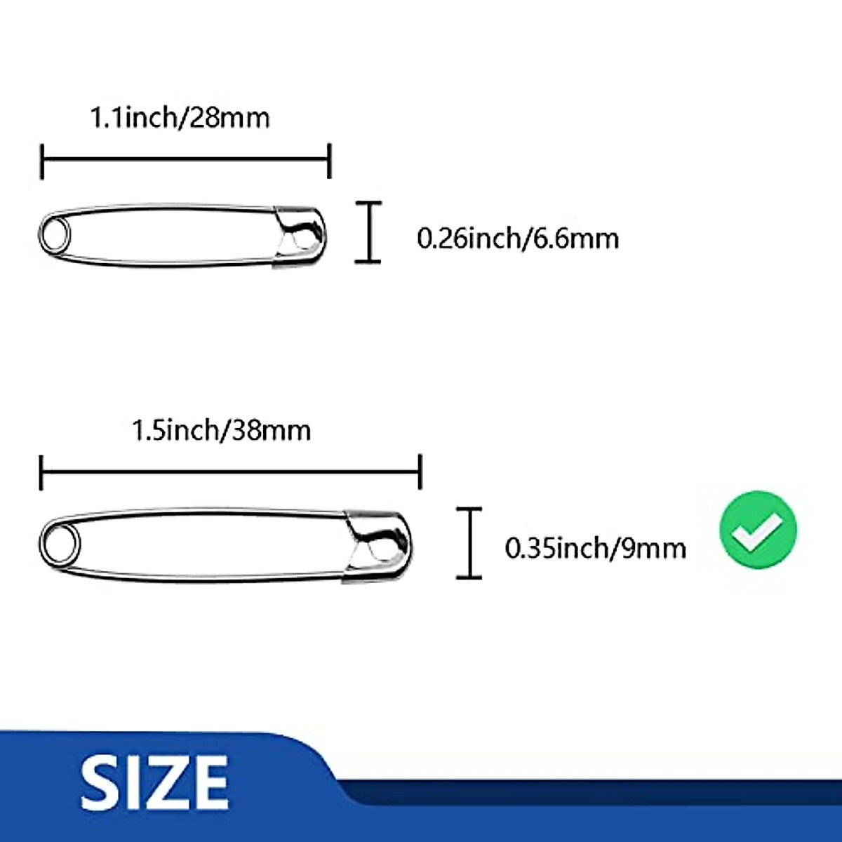 500 Pcs ZIPCCI 1.5 inch Safety Pins,Small Safety Pins for Home Office Use DIY Crafts Jewelry Making