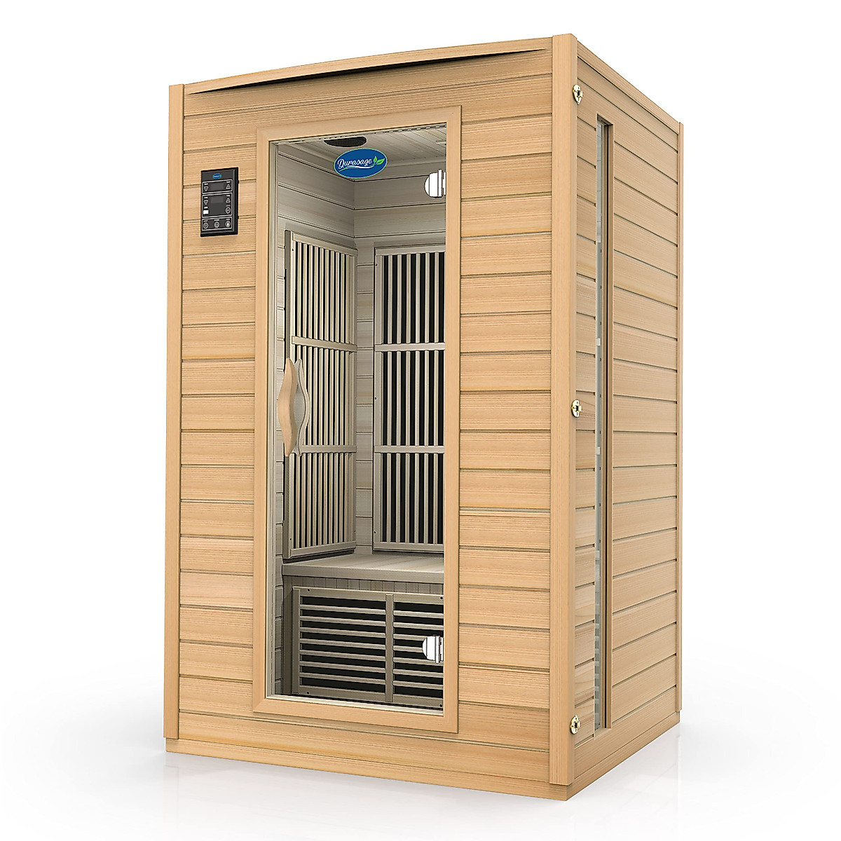 Durasage 2-Person Carbon Infrared Sauna - Canadian Hemlock Wooden Sauna - 1700 Watts - Bluetooth, FM Radio & USB Input
