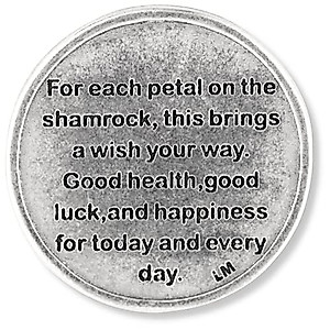 Pack of 3 - Shamrock 3 Three Leaf Clover Good Luck Pocket Token Charm Coin with Prayer for Health and Happiness, Catholic Coin St. Patrick's Day