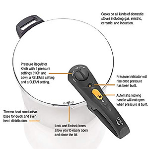 Zavor DUO 6.3 Quart Multi-Setting Pressure Cooker with Digital Cookbook and Steamer Basket - Polished Stainless Steel (ZCWDU02)