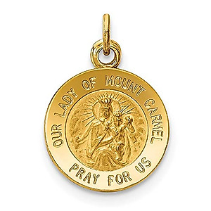 14K Yellow Gold Our Lady of Mt. Carmel Medal Necklace Charm Pendant Only