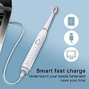 DAHOKO Electric Toothbrush for Adults, Smart Timer & Sonic Cleaning Toothbrush Electric, with 6 Brushing Modes, Brushing Cleansing Massage 3-in-1 Multifunction Electric Toothbrushes Set, White
