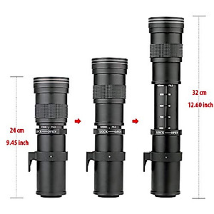 Lightdow 420-800mm f/8.3 Manual Zoom Super Telephoto Lens + T-Mount for Canon EOS Rebel T3 T3i T4i T5 T5i T6 T6i T6s T7 T7i SL1 SL2 6D 7D 7D 60D 70D 77D 80D 5D II/III/IV DSLR Camera Lenses