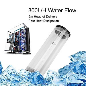 CPU Water Cooler System for PC,Cylinder Water Cooling Heat Sink,50m Diameter & 160mm Long Computer Heat Dissipation Water Cooling 800L/H Water Mini DC Cooling Pump Liquid