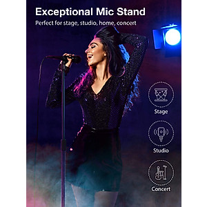 InnoGear Mic Stand, Microphone Stand Floor Detachable Boom Mic Arm Stands with Weighted Round Base, Height Adjustable from 34" to 60" for Blue Yeti HyperX QuadCast Shure SM58 Samson Q2U Fifine K669B