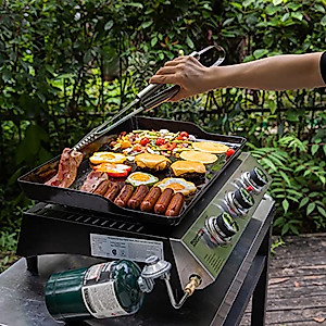 Royal Gourmet PD1302 3-Burner 26,400-BTU Portable Gas Grill Griddle, Flat Top for Outdoor Camping, Tailgating, Picnics, Silver