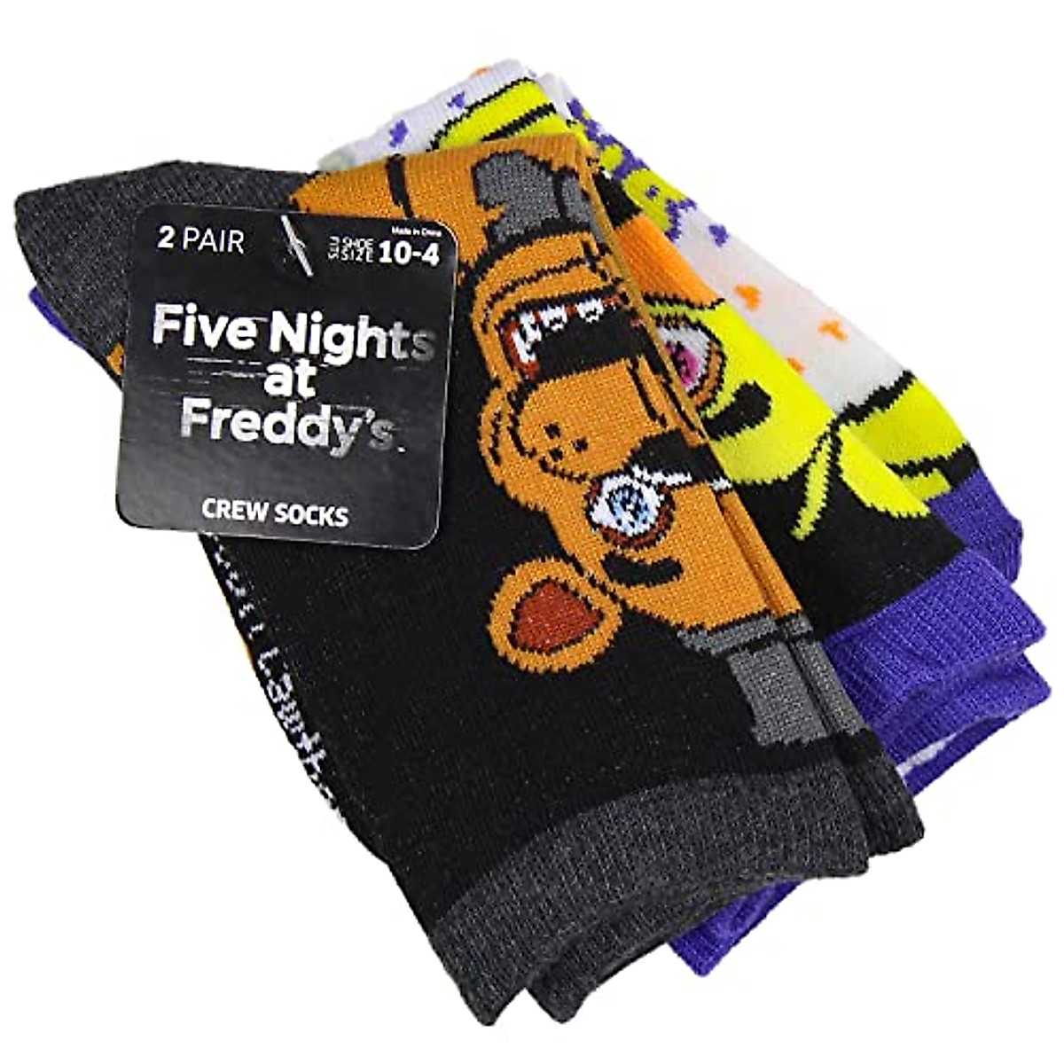 Bioworld Five Nights at Freddy's Kids Freddy and Chico Character Crew Socks 2 Pair (10-4)