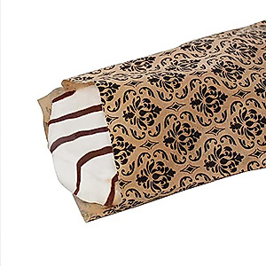 Mooca 200 pcs Damask Paper Gift Bags Shopping Sales Printed Bags Paper Bags Packaging Bags Candy Bags Popcorn Bags Cookie Bags Treat Bags Bags for Packaging, 4''W x 6''H, Brown with Black Damask