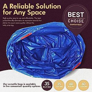 PAMI Recycling Tall 13-Gallon Kitchen Drawstring Trash Bags- Extra-Strong Plastic Garbage Bags [Blue 35 Pack]- Thick Trash Can Liners For Kitchen & Outdoor Bins- 2ft x2ft Unscented Trash Bags