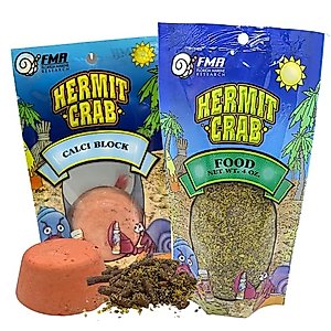 Hermit Crab Food and Calcium Block Set, All in One Natural Supplies and Habitat Necessities for Pet Crabs, 2 Pack, 4 Ounces