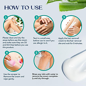 Hair Removal Cream for Women, Men - Bikini, Intimate Areas - Painless Depilatory for Body, Legs, Arms, Underarms, Private Areas - 120g
