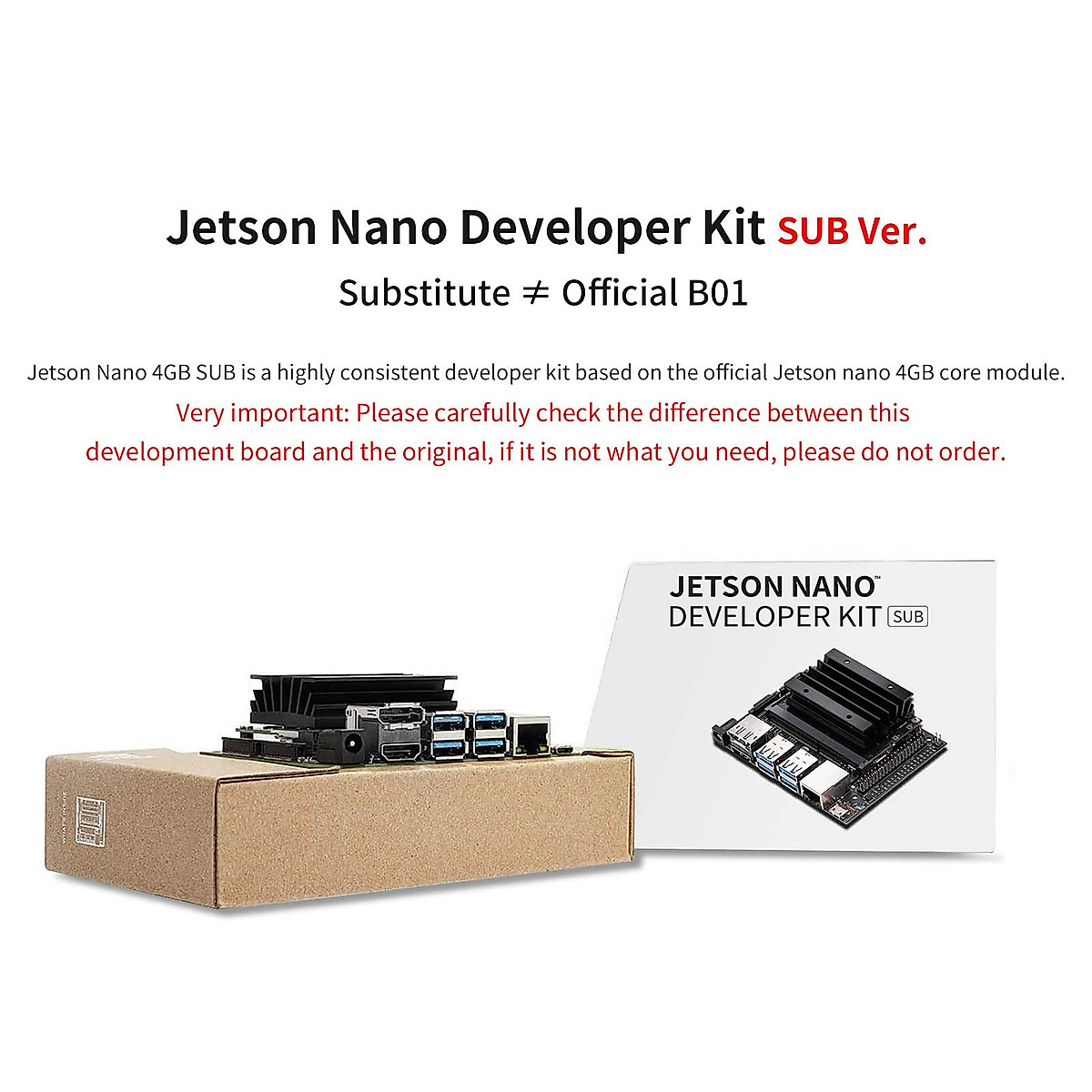 XiaoR Geek Jetson Nano 4GB Developer Kit SUB with 16G eMMC, SD Card Slot, Based on Official Jetson Nano 4GB Core Module Expansion Kit Alternative Solution of B01 Kit (Jetson Nano 4GB SUB)
