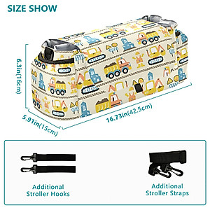 Cartoon Car Stroller Organizer with Cup Holder Universal Stroller Organizer Bag Detachable Shoulder Strap Stroller Accessories for Diaper Snacks Toys Keys Fit All Baby Stroller