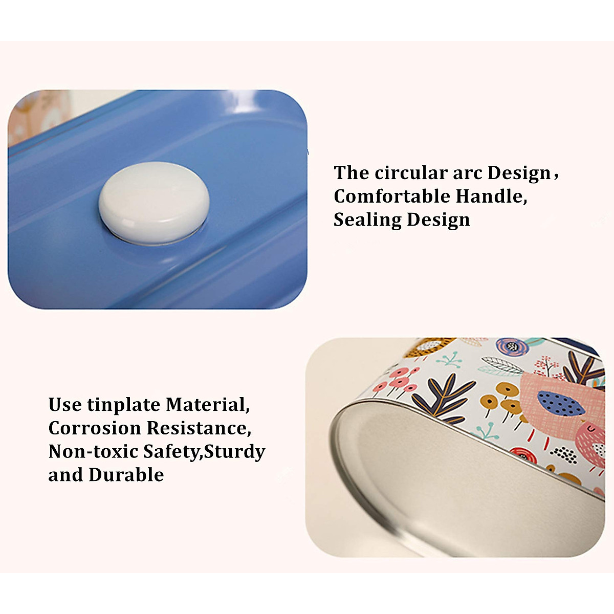 TUSIMI Tin Cookie Snack Jars Biscuit Storage Tin Canister Cookie Jar Home Kitchen Food Gifts Storage Containers with Lid for Biscuit Cookie ChocolatesToddler Food Baby Snacks | Food-Safe