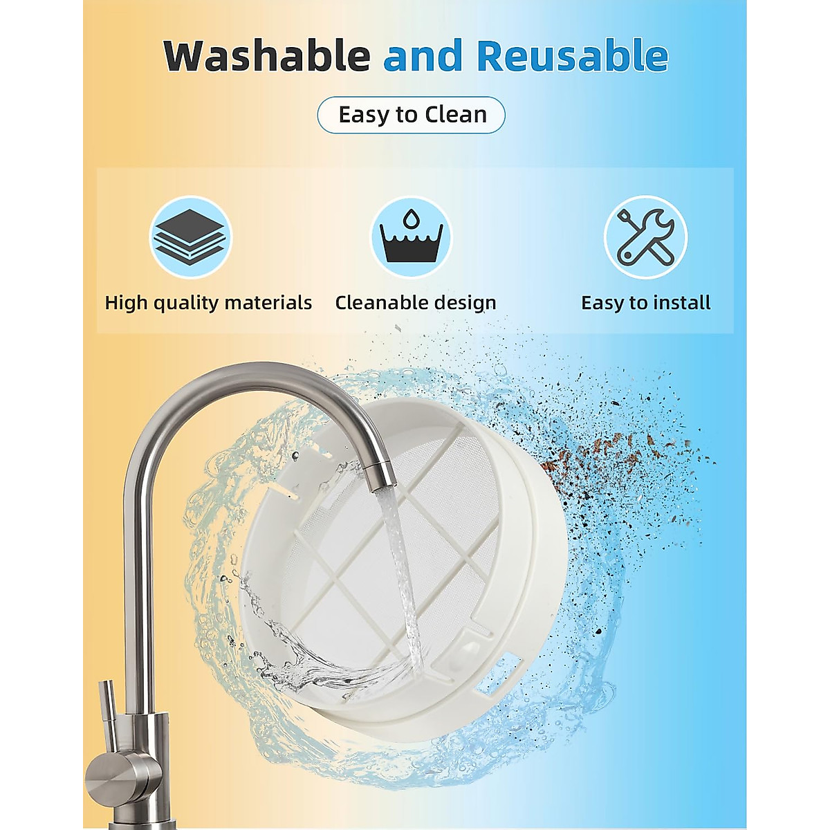 Washable Hose Pre-filter for Portable Air Conditioner, Perfect Fit, 5’’ Diamiter 2 Pack White