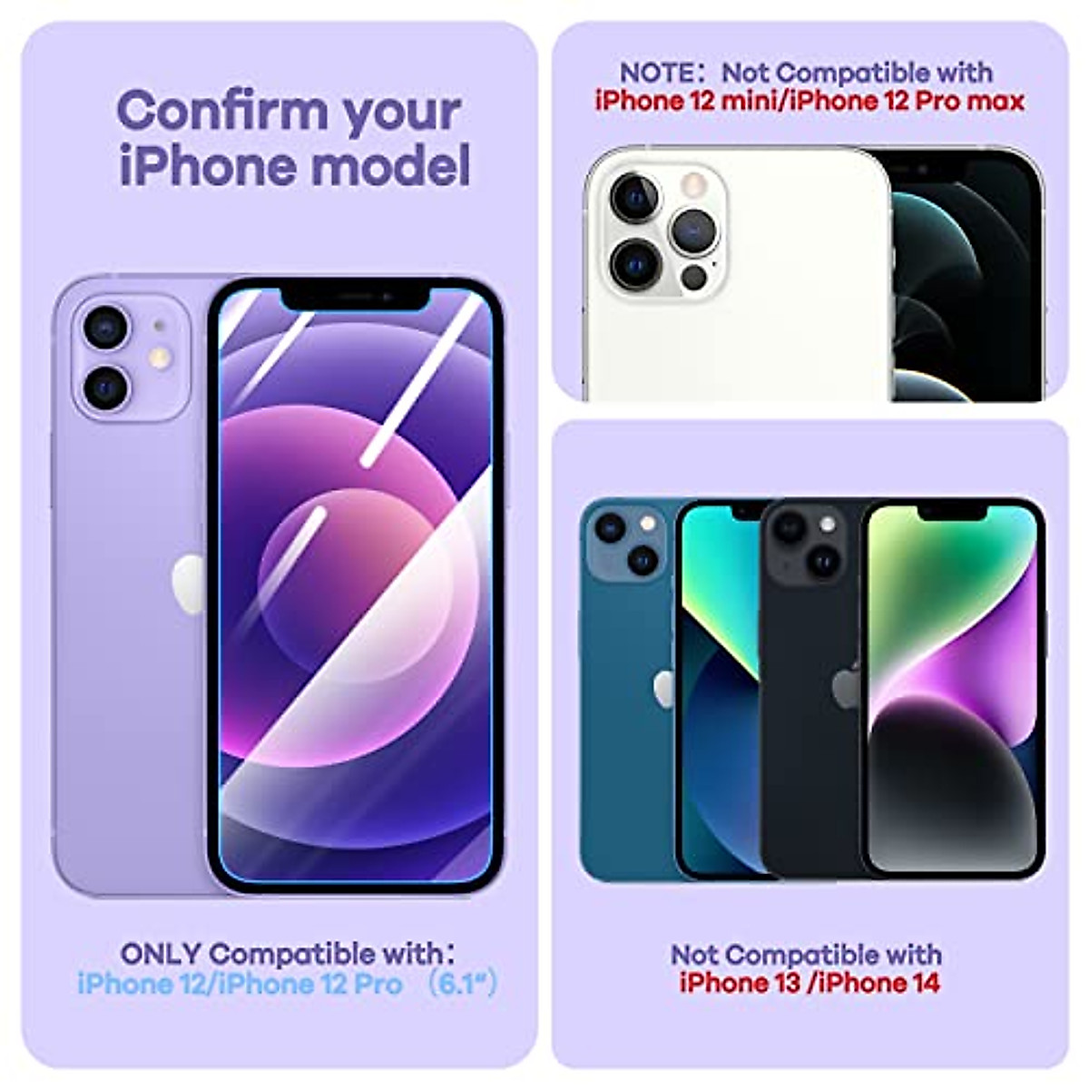 ORIbox Glass Screen Protector for iPhone 12 and iPhone 12 Pro, 3 Packs Anti-Scratch Eye-Protection HD Clear Tempered Glass Screen Protector