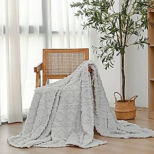 Soft Fleece Twin Blanket, Cozy Fuzzy Microfiber Comfy Sherpa Throw for Bed Sofa Couch and Travel, Grey, 60x80 Inches