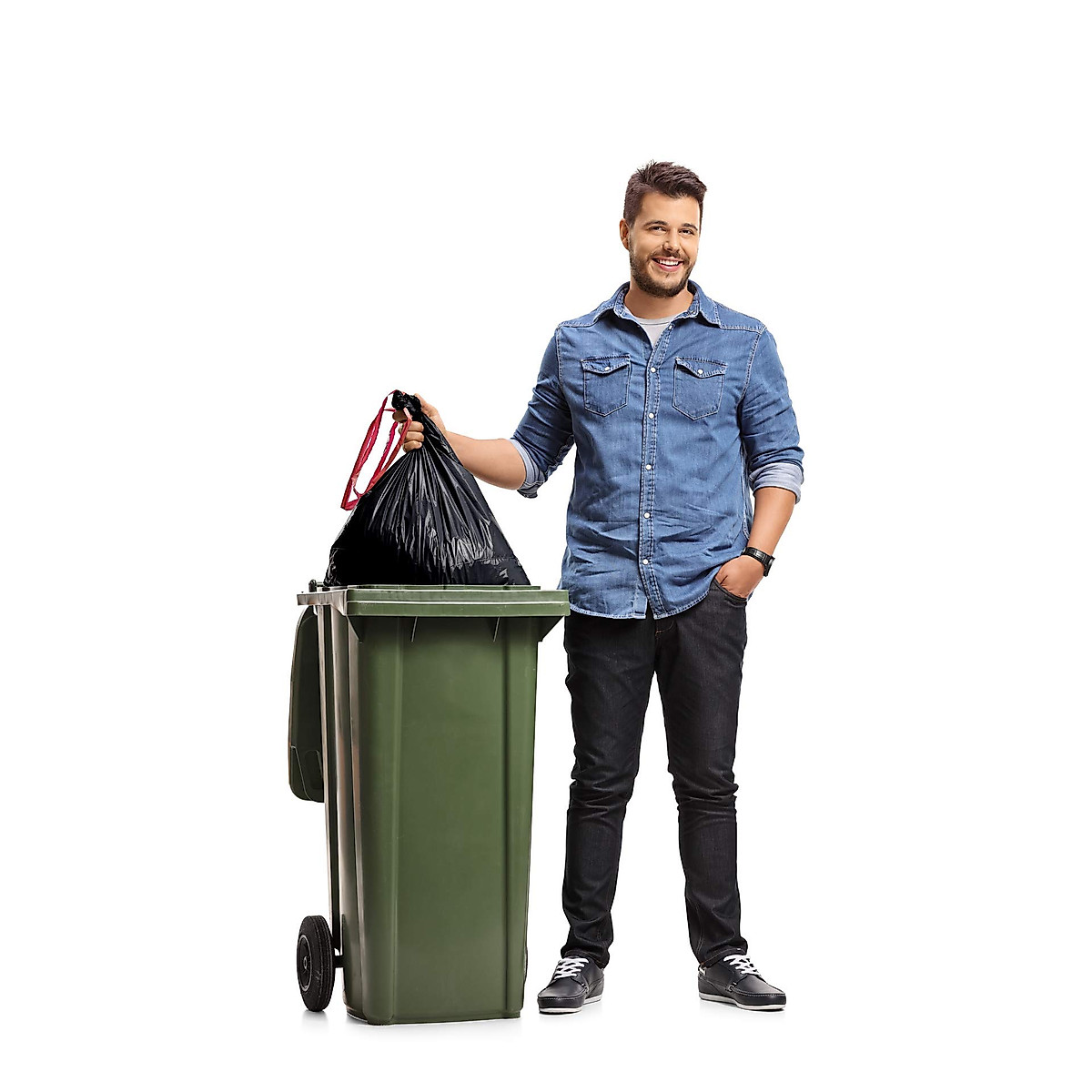 Reli. 39 Gallon Trash Bags Drawstring (100 Count) Large 39 Gallon Heavy Duty Drawstring Trash Bags - Black Garbage Bags 39 Gallon Capacity, Lawn Leaf (39 Gal)