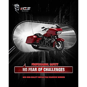 MZS Motorcycle Mirrors, Universal 8MM 10MM Bolts Handlebar Rear View Side mirror Black Compatible with Touring Cruiser Spostster Bobber Chopper Cafe Racer Tracker Street Naked Road Bike