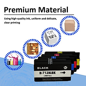 712XL 712 Ink Cartridges Compatible for HP 712XL 712 High Yield Ink Cartridges for HP DesignJet T210 T230 T250 T630 T650 Printers Cyan