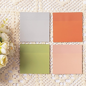 Earth Tone Transparent Sticky Notes, Set of 4 Pads 3''x3” Clear Sticky Tabs, Translucent Page Flags, Planner Accessories, Bible Journaling Study Office School Supplies (Earth Tone)