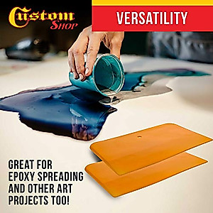 Custom Shop 12" x 12" Autobody Filler Plastic Mixing Board/Pallete (Pack of 2) with 5 Inch Body Filler Spreaders (Pack of 10) for Automotive Body Fillers, Putties and Glazes