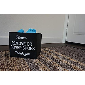 RE GOODS Shoe Covers Box - Real Estate Agent Supplies , Disposable Shoe Bootie Holder For Realtor Listings and Open Houses , Please Cover or Remove Shoes Bin , Shoe Bootie Basket
