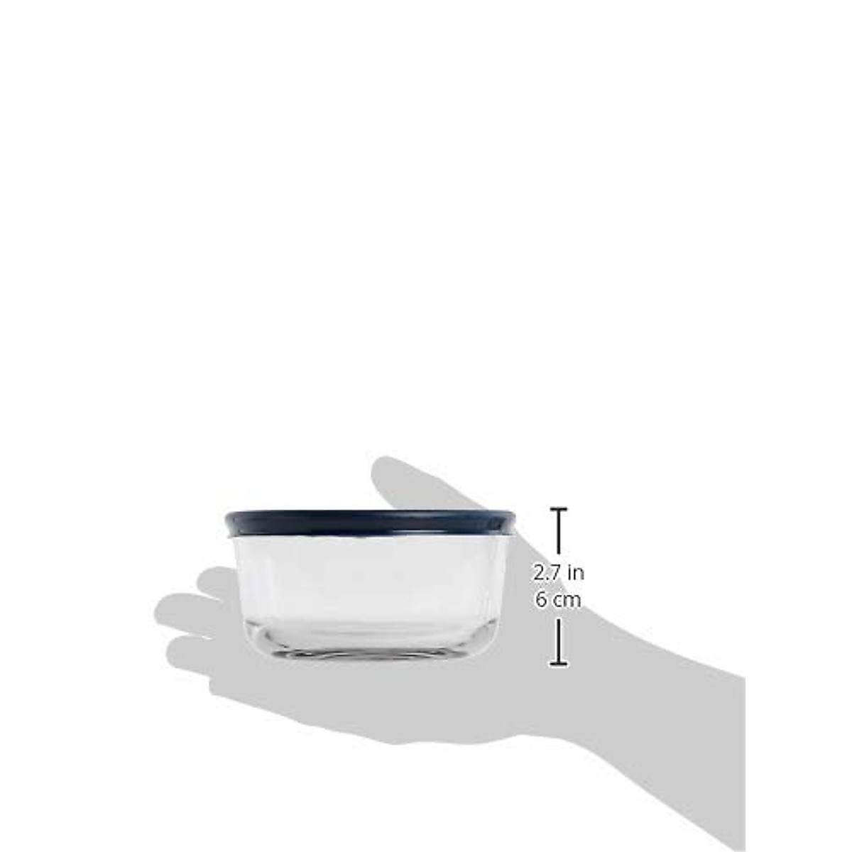 Anchor Hocking Round Glass Food Storage Containers with Blue SnugFit Lids, (BPA free, glass tempered tough for oven, microwave, fridge, and freezer), Clear Glass, Blue Lids, 2 Cup (Set of 3)