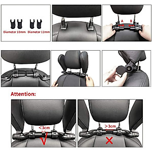 Car Seat Headrest Pillow,Travel Sleeping Head Neck Support,Memory Foam Neck Pillow for Kids,Adjustable on Both Sides-Sleep Better in The Car(PVC Black)