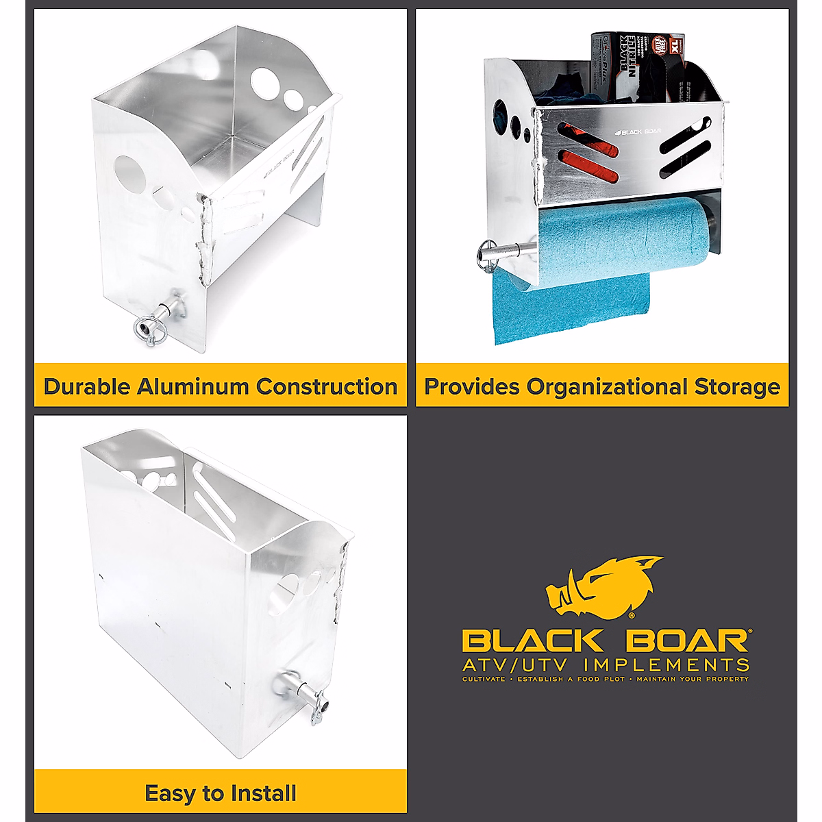 Black Boar Aluminum Holder for Enclosed Trailer/Garage | Holds (1) Paper Towel roll| Durable Construction | Easy to Install (66125)