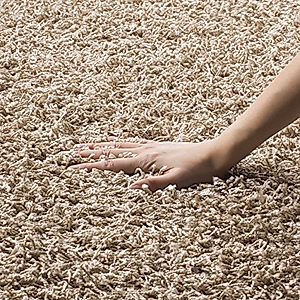 SAFAVIEH Athens Shag Collection 5'1" x 7'6" Beige SGA119G Non-Shedding Living Room Bedroom Dining Room Entryway Plush 1.5-inch Thick Area Rug