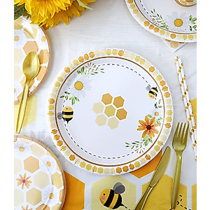 Winoo Design Bee Party Decorations - Disposable Tablecloth 54 x 108 Inches for Bee Baby Shower Birthday Party Supplies