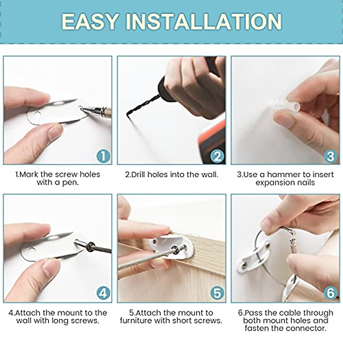 Furniture Anchors (6 Pack) 2023 Upgraded Furniture Straps for Baby Proofing, Secure 400 Pound Furniture Prevent Falling Anti Tip Earthquake Straps for Child Safety