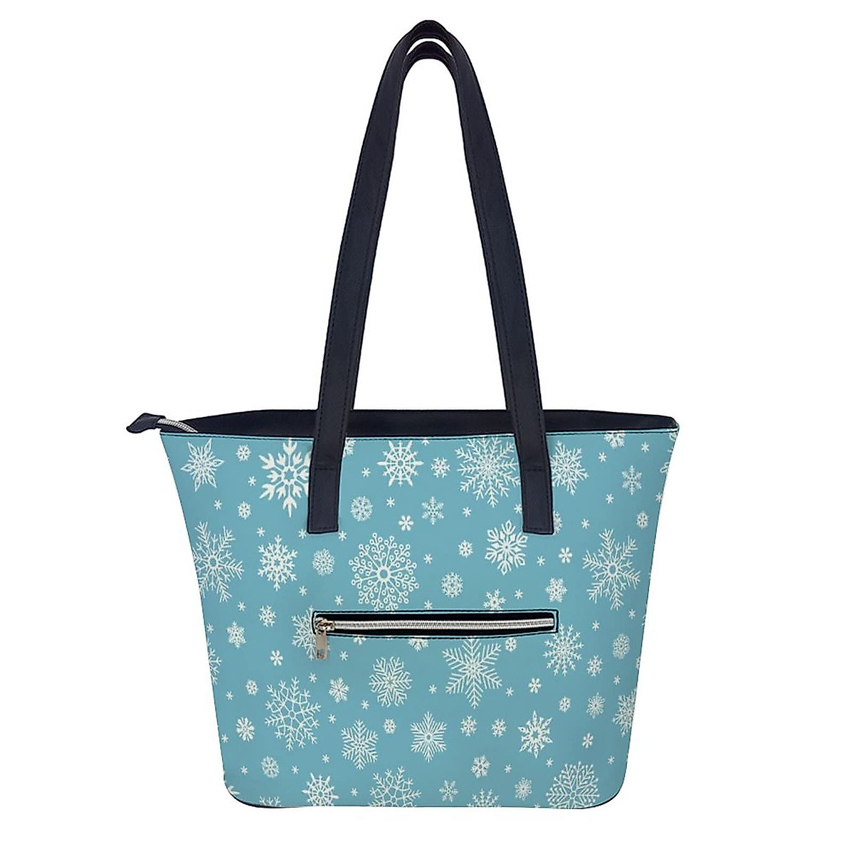 Snowflakes Women's Tote Bag PU Leather Shoulder Bag Handbags Purse For Work Shopping Travel