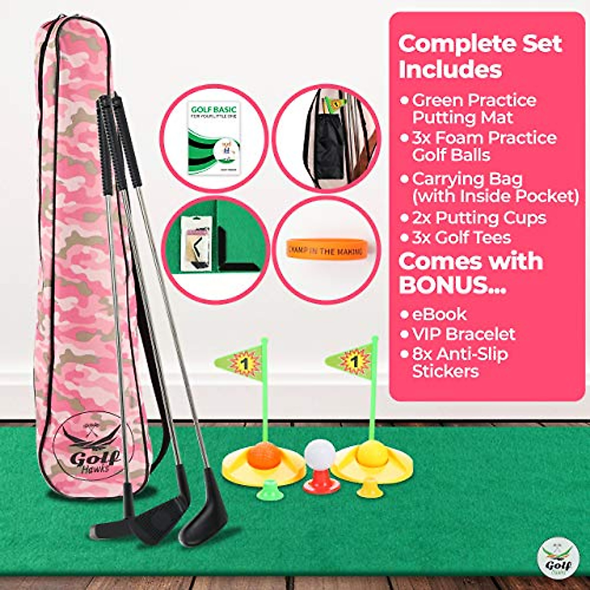 (Lab Tested) - Premium Kids Golf Clubs 3-5 - Kids Golf Set - Toy Golf Set - Toddler Golf Set - Golf Toys for Kids - Mini Golf Set - Baby Toddler Golf Clubs - Plastic Play Golf Clubs - Age 2 3 4 5 6