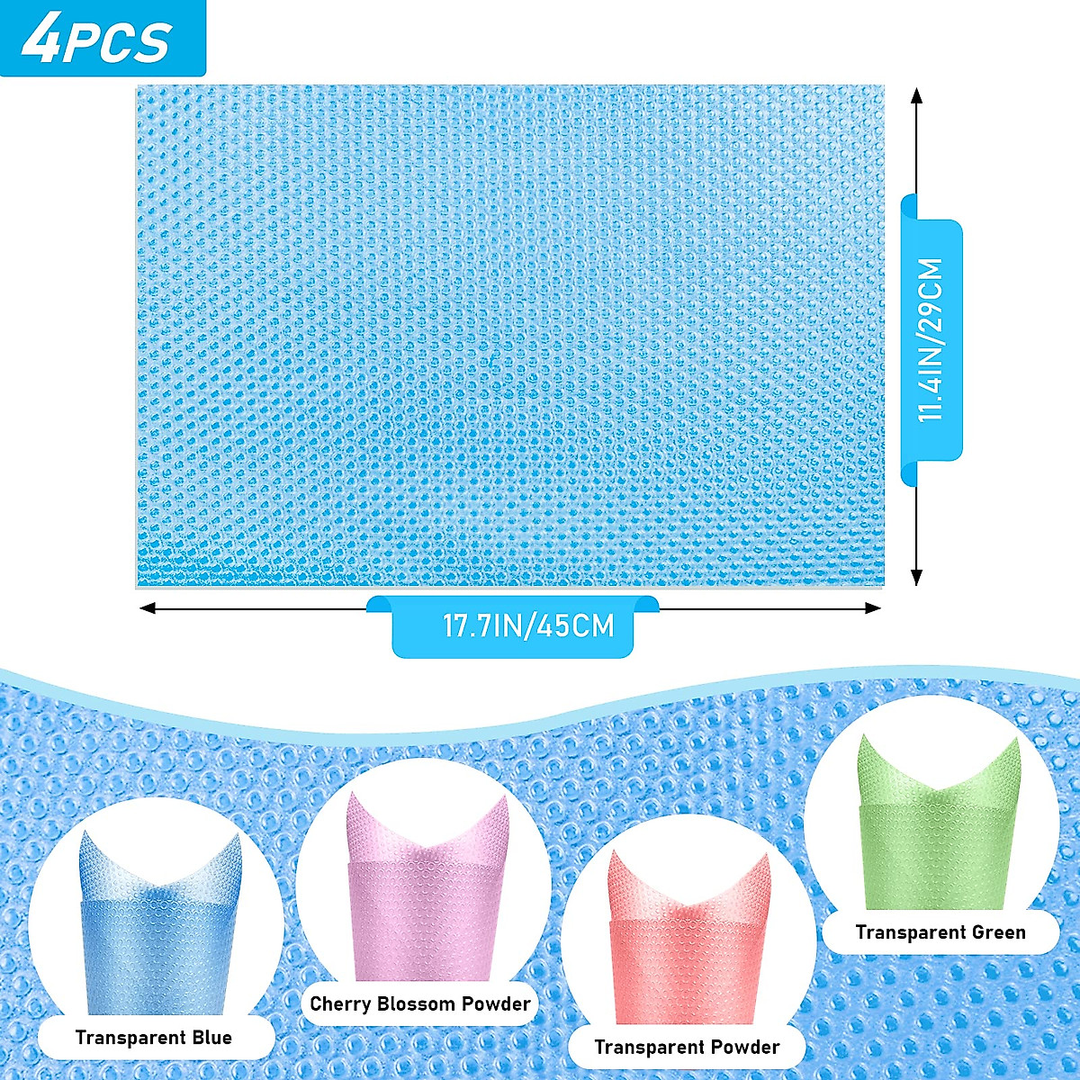 TIONTURE 4 Pcs Refrigerator Liners Refrigerator Mats EVA Fridge Liner for Glass Shelves Washable Refrigerat Mat Fridge Mats for Refrigerators Cabinets Wardrobes Drawers