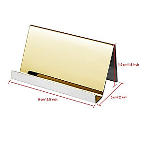 Maxdot 2 Pack Stainless Steel Business Cards Holders Desktop Card Display Business Card Rack Organizer (Champagne Gold)