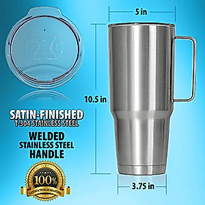 Maxam XPAC 64 Ounce Double Vacuum Wall Stainless Steel Vacuum Insulated Tumbler with Lid and Handle, Fits in a 4 Inch Wide Car Beverage Holder