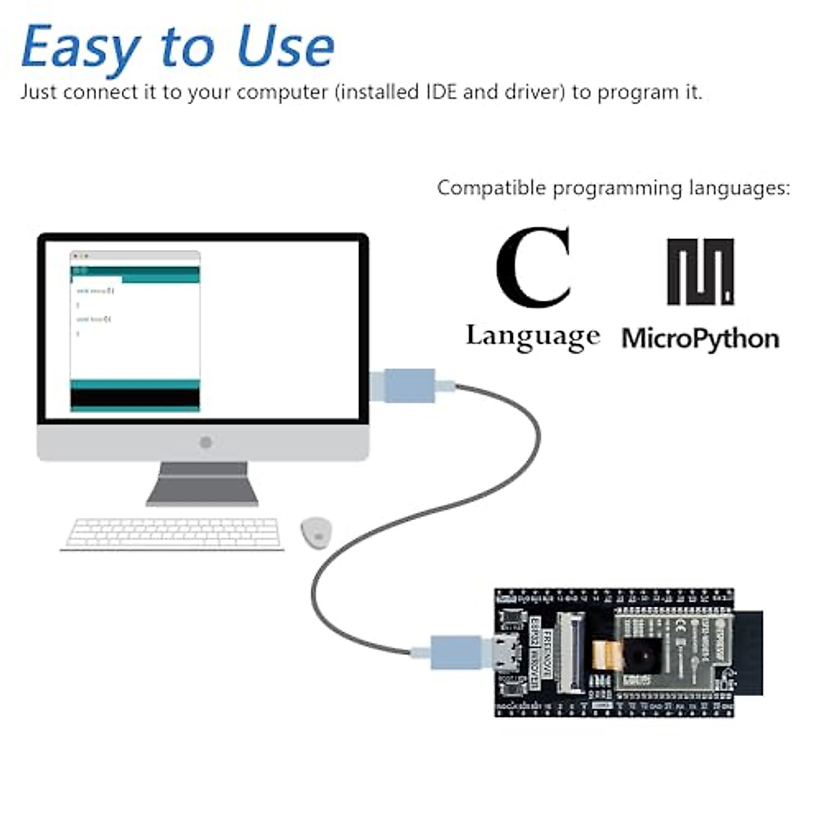 Freenove ESP32-WROVER CAM Board (Compatible with Arduino IDE), Onboard Camera Wireless, Python C Code, Detailed Tutorial, Example Projects