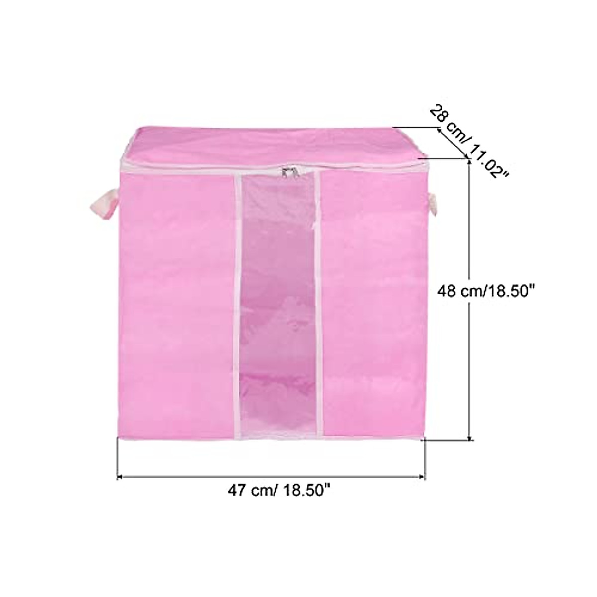 uxcell Clothes Storage Organizer Bag with Reinforced Handle 4pcs, Comforters Storage Bag for Clothes, Bedding, Blankets, Foldable with Sturdy Zipper-Pink