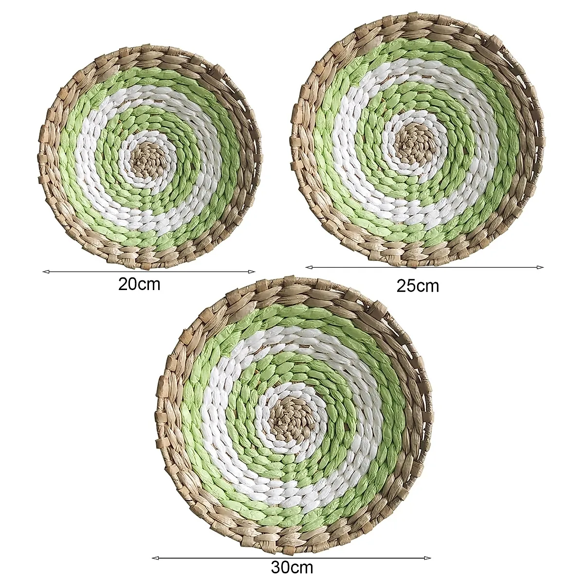 Walbest Woven Basket Hanging Wall Decor - Round Handmake Decorative Seagrass Boho Wall Art Baskets - Ethnic Art Style Natural Hanging Wicker Rattan Plates H 20cm