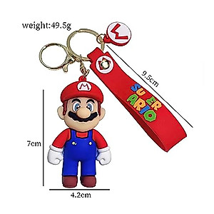 MARALICIA Keychain 3D Mario Friends Pendant Charm for Super Boys and Girls Keyring for Backpack,Handbag,Purse (Friend-Mario)