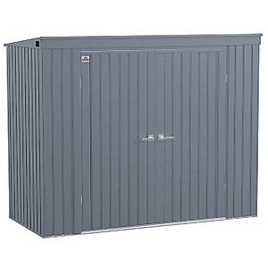 Arrow Shed Elite 8' x 4' Outdoor Lockable Steel Storage Shed Building with Pent Roof, Anthracite